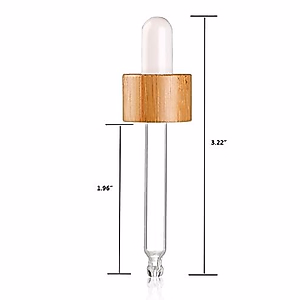 Furnido 5 Pack Glass Eye Droppers for Essential Oils,Glass Dropper Pipette Top with Natural Bamboo Circle for 15ml/0.5Oz Essential Oil Bottles
