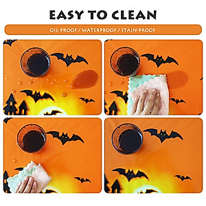 CAKKA Halloween Tablecloth, 2 Pack 54x108” Disposable Table Cover, Rectangle Plastic Table Cloths for for Halloween Party Decoration Supplies, Pumpkin Hunted House