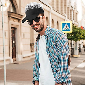 Regilt Adjustable Sun Visor Hat with Wig Spiked Hairs Fashion Baseball Golf Cap for Men & Women (3pcs-Black Brown)