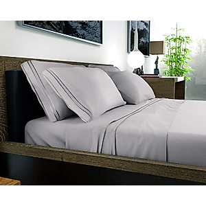 DREAMCARE Full Size Sheets – 4 pcs Cooling Sheets – up to 21” Deep Full Sheet Set – Hotel Luxury Sheets & Pillowcases – Superior Softness 100% Fine Microfiber with Side Pocket – Light Gray