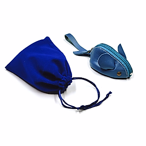 Genuine Leather Mouse Coin Purse Wallet, Womens Change Purse with Zipper, Cute Soft Leather Coin Pouch Mini Size (Blue)