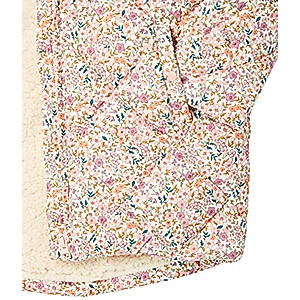 Amazon Essentials Toddler Girls' Long Quilted Cocoon Puffer Coat, Cream Floral, 3T