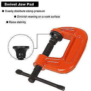 CYEAH 12-Pack 1 Inch Heavy Duty C Clamp, Small Malleable Iron C-Clamp G Clamp, Up To 1 Inch Jaw Opening, 1 Inch Throat Depth with T-Bar Handle for Woodworking, Welding, Building (Orange)