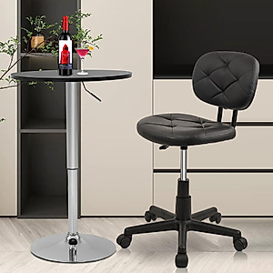 KLASIKA Rolling Stool Chair with Adjustable Height and PU Leather Backrest for Home Standing Desk Computer 2 Pack