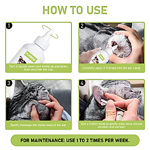 Pjordo Ear Cleaner for Dogs and Cats, 8oz Pet Ear Cleaner Solution, Dog Ear Treatment Helps Reduce Wax, Debris, Odor, Itching, Irritation, Cat Ear Wash Drops with 50pcs Cotton Swabs