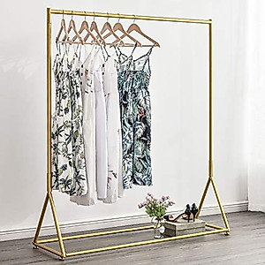 BOSURU Modern Clothes Rack Retail Display Clothes Rack Freestanding Garment Rack Easy Assemble Clothing Rack for Bedroom or Boutiques Gold 59" L