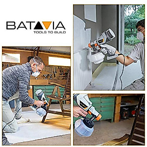 BATAVIA Paint Sprayer, HVLP Electric Spray Paint Gun, 1200ML, 4 Nozzles, 3 Patterns, Paint Sprayer for House Painting, Home Interior and Exterior, Furniture, Fence, Walls, Cabinet, Ceiling BSG0140