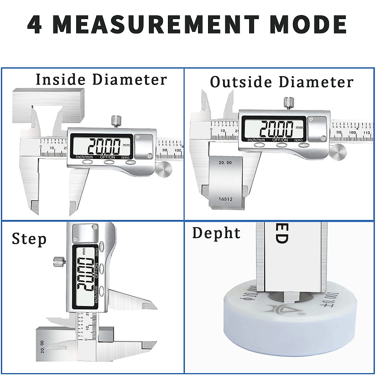 ACEMETER Digital Caliper 6 Inch Measuring Tool Stainless Steel Vernier Caliper Digital Micrometer with Large LCD Screen,Auto-Off Feature, Inch/Metric Conversion Measuring Tool Caliper (6 inch)