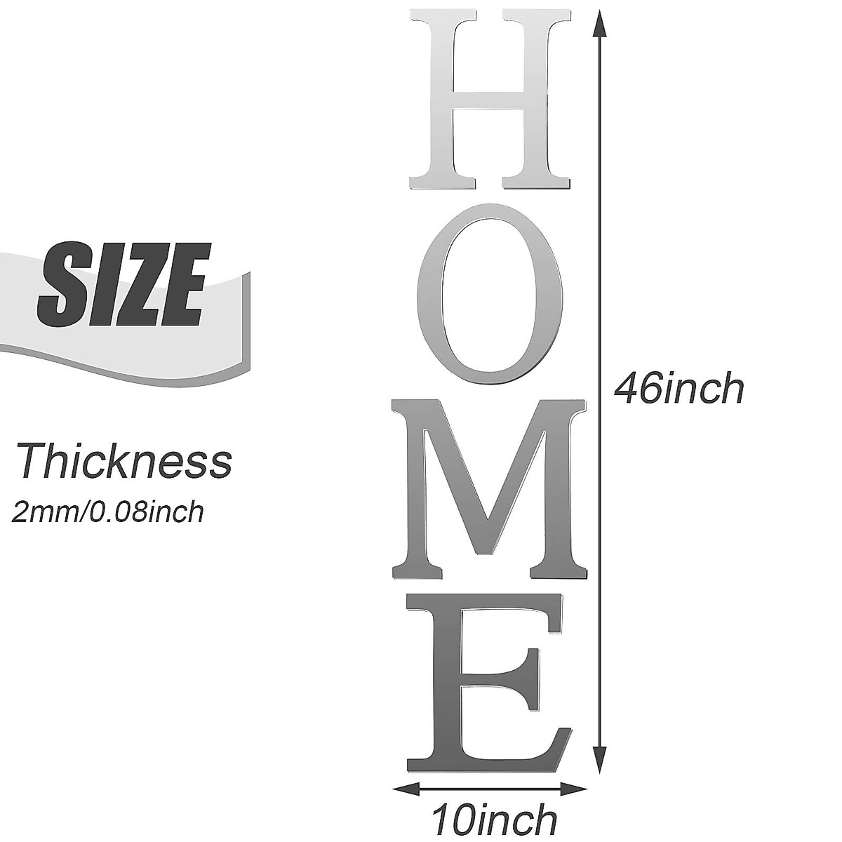 Zonon 3D Home Wall Decor Letter Sign Acrylic Mirror Wall Decor Stickers Family Farmhouse Wall Decals for Home Room Bedroom Decoration 47x 11.8 Inch(Silver)