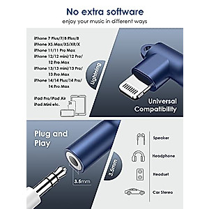 Mangotek Lightning to 3.5mm Headphone Jack Adapter, Apple MFi Certified, Aux Dongle Cable Adaptor for iPhone 14 13 12 11 Pro Max 7 8 Plus SE X XR XS
