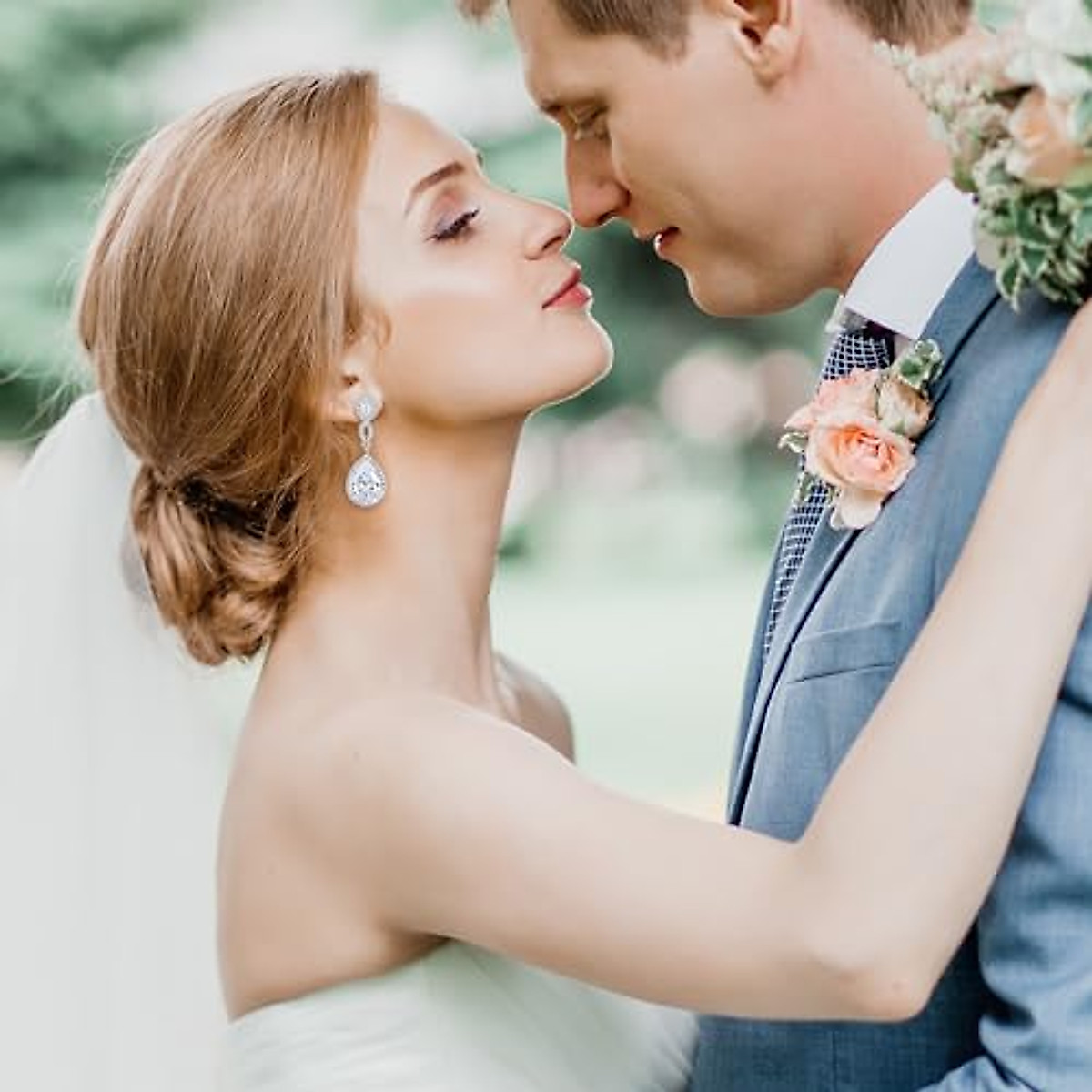 EVER FAITH Crystal Wedding Earrings for Bride Bridesmaids, White Cubic Zirconia Birthstone 8-Shape Infinity Pierced Bridal Dangle Earrings Clear Silver-Tone