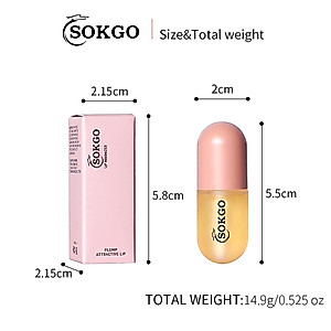 Lip Plumper, Lip Plumping Lip Gloss, Lip Care Serum, Lip Enhancer, Reduce Fine Lines, Increased Elasticity, Lip Enhancer for Fuller (Ginger*Lip Plumper)