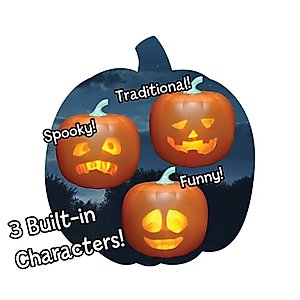 ANIMAT3D Jabberin Jack Talking Animated White Pumpkin with Built in Projector & Speaker Plug'n Play
