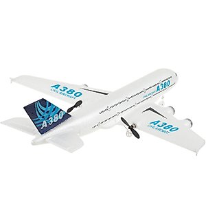 OTTCCTOY RC Plane Remote Control Airplane 2.4Ghz DIY 2 Channels Remote Control Airplane Built in 6-Axis Gyro, A380 RC Aircraft for Kids EPP Foam Glider for Beginner