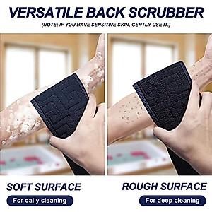 Exfoliating Back Scrubber for Shower, Double-Sided Back Scrub Washcloth with Handles, 38 Inches Body Exfoliator Bath Tool to Clean Your Body Deeply for Men & Women Skin Care
