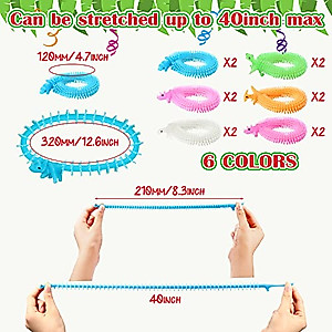 12 Pcs Stretchy Strings Fidget Toys Stress Relief Toys Fidget Stretchy Noodles Dinosaur Sensory Noodle Strings Glow in The Dark Autism Toys Teens Adult Christmas Stocking Stuffers Party Favors