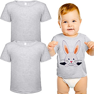 Hicarer 2 Pieces Grey Sublimation Baby T Shirts Unisex Toddler Shirts for Boy and Girl (3-6 Months)