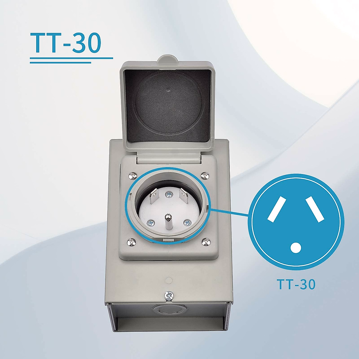 RVMATE 30Amp Generator Power Inlet Box, NEMA TT-30P & 30 Amp RV Adapter Cord, NEMA TT-30R