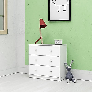 Pemberly Row Contemporary 3 Drawer Chest Dresser in White