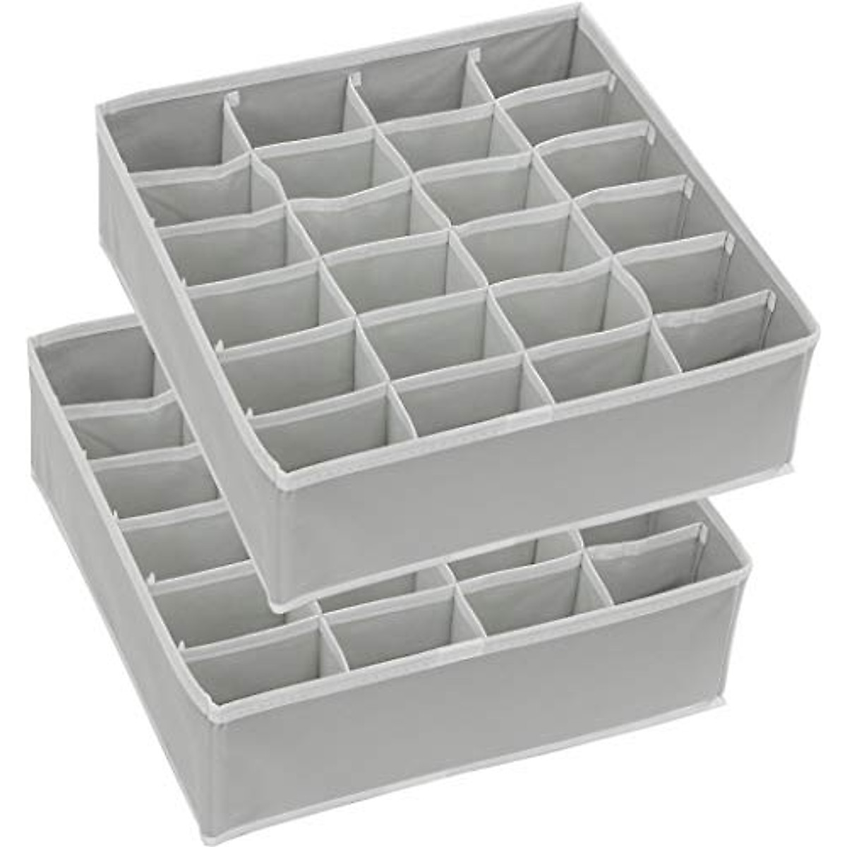 Simple Houseware 2 Pack Closet Socks Organizer, 24 Cell Drawer Divider, Grey