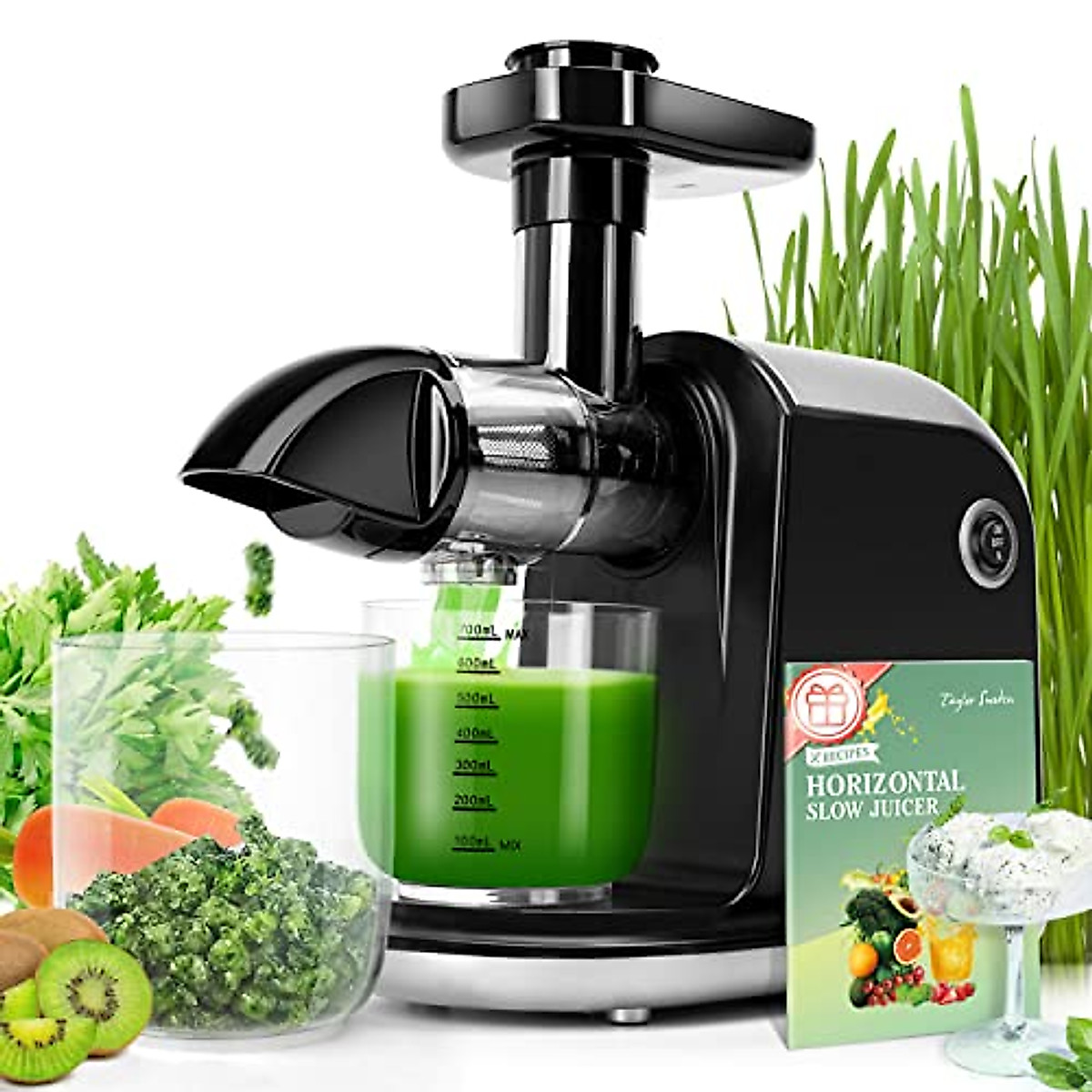 Juicer Machines, Taylor Swoden Slow Masticating Juicer with Reverse Function & Quiet Motor, Cold Press Juicer Machine with High Juice Output, Juicer Extractor Easy to Clean, include Brush & Recipes