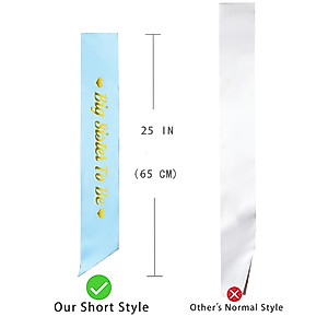 Big Sister to be Sash, Light Blue Satin with Gold Font with Heart, Best Baby Shower Decorations Gifts, Neutral Twins Children(Short Style)