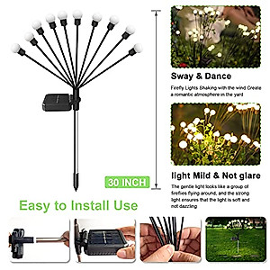 YOULESHU Oleshu Solar Firefly Light, Garden Lawn Firefly Light, Outdoor Waterproof Solar Light, Wind Swaying Light, Solar Garden Light, Patio, Path, Lawn Decoration (2 Pack Warm Light)