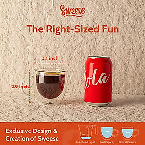 Sweese 5oz Double Wall Glass Espresso Cups Set of 4, Insulated Glass Coffee Cups with Handle Perfect for Cappuccino, Latte, Tea, Clear Glass Espresso Shot Cups Suitable for Espresso Machine