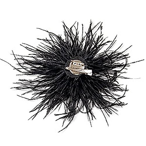Colorful Luxury Ostrich Feather Brooch Jewelry Scarf Clip for Men Women Brooches Lapel Pins Dresses Gift Accessory, black