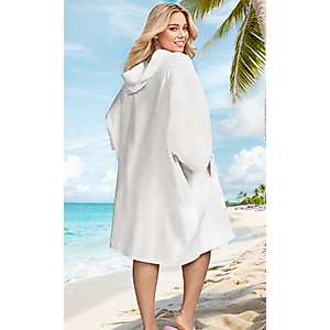 KFUBUO Surf Poncho Changing Towel Swim Robe with Pocket Plus Size Terry Cloth Swim Cover Up for Women Towel Poncho Hoodie