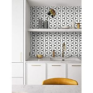 Heroad Wall Paper Peel and Stick Modern Black and White Wallpaper Peel and Stick Boho Geometric Contact Paper for Cabinets and Drawers Renter Friendly Self-Adhesive Removable Waterproof 17.7” x 118”