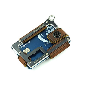 Trayvax Contour Wallet, RFID Front Pocket Money and Credit Card Holder, Minimalist Slim Leather Metal Wallet for Men and Women, Raw Mississippi Mud