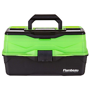 Flambeau Outdoors 6383AMG 3-Tray Classic Tray Tackle Box, Portable Tackle Organizer, Frost Green/Black