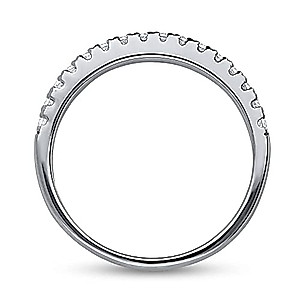 BERRICLE Sterling Silver Wedding Rings Cubic Zirconia CZ Half Eternity Ring for Women, Rhodium Plated Size 8