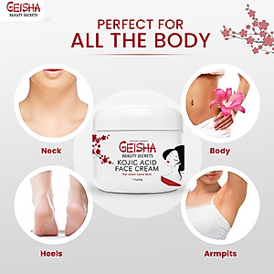 OMIC Geisha Kojic Acid Cream - 1.7 fl oz / 50 ml - Skin Brightening Cream for Face, Body, Hands - with Glycolic Acid