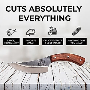 Altomino Handmade Fixed Blade Sharp Knife, 9.6 IN Hand-Forged Thin Knife, Carbon Steel Boning Knife for Meat Cutting, Razor Sharp, Deboning Chicken, Ham, Fish