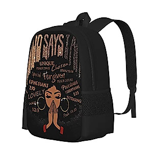 Waykales Black Girl Laptop Backpack Durable Casual Daypack School Bookbag for Women Teen Office Outdoor 17 Inch