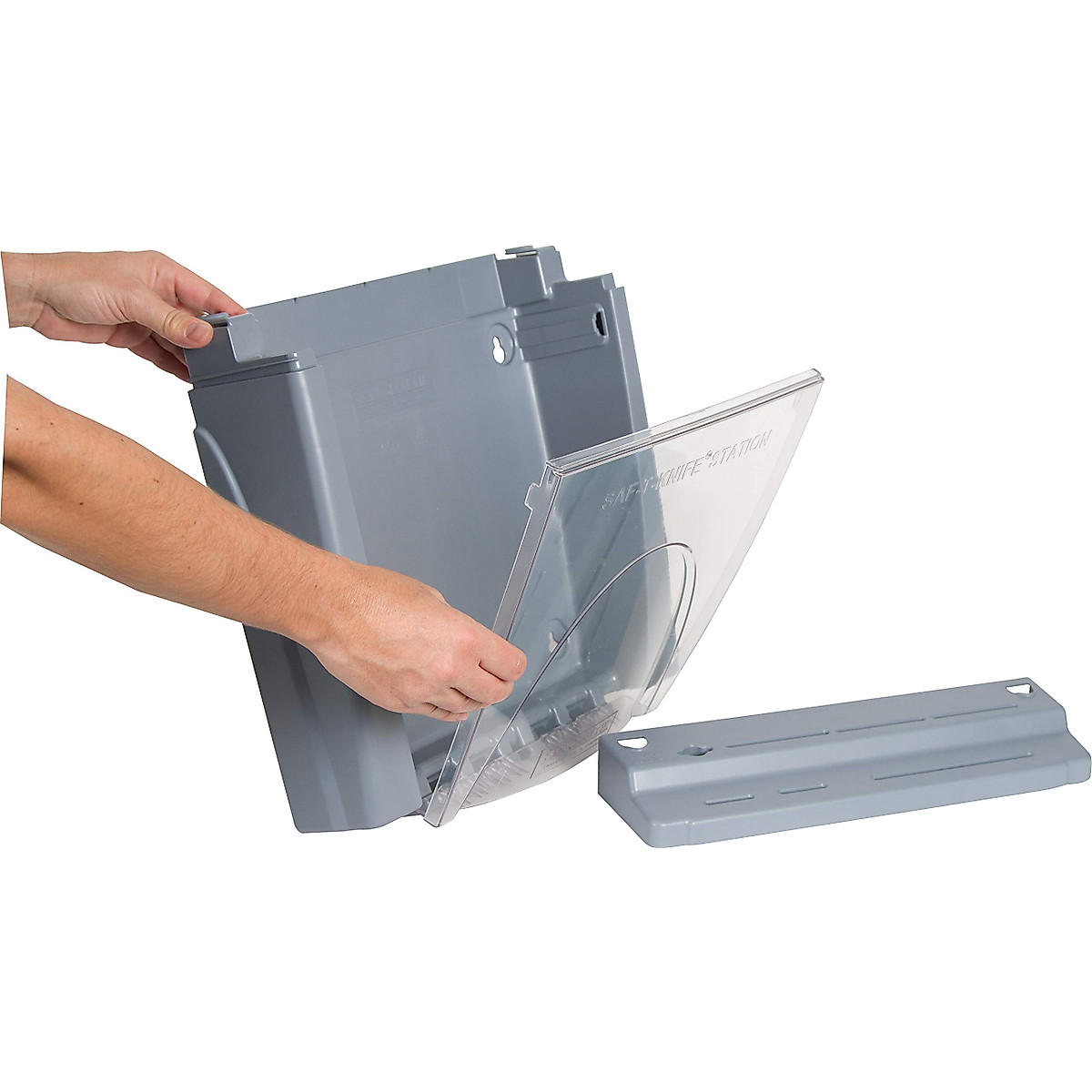 San Jamar STK1008 Saf-T-Knife Assembled Station, 15" Width x 15" Height x 4-1/4" Depth