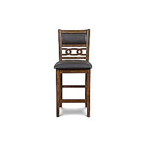 New Classic Furniture Gia 3-Piece Drop Leaf Counter Table Set with 2 Chairs, 42-Inch, Brown