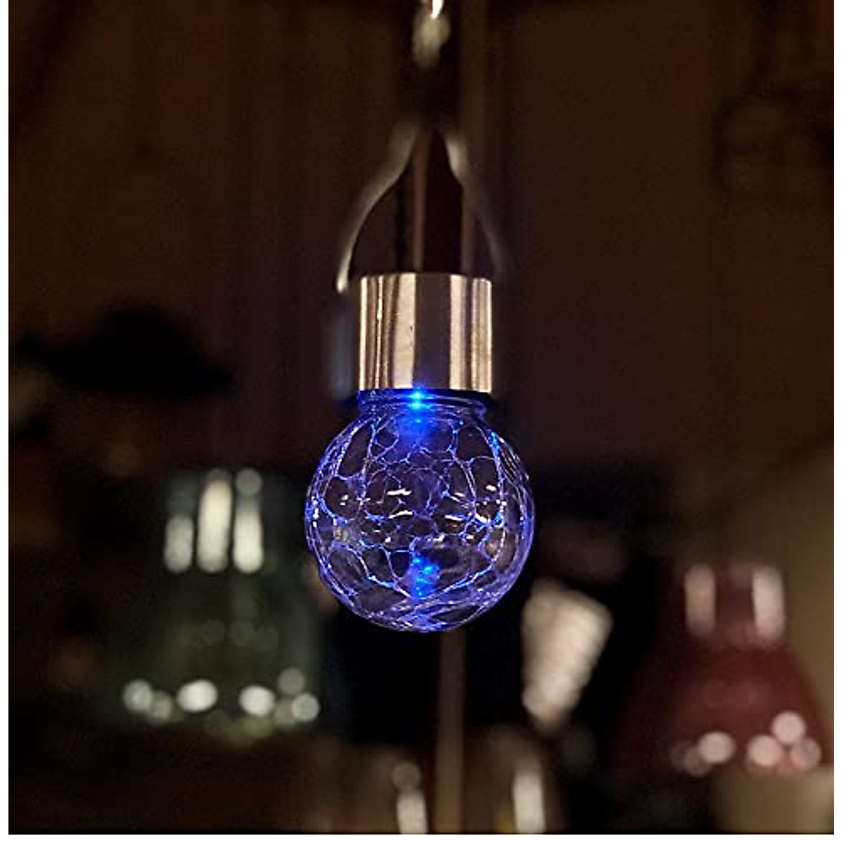 Set of 4 Solar Color Hanging Umbrella / Tree Metal Glass Lights