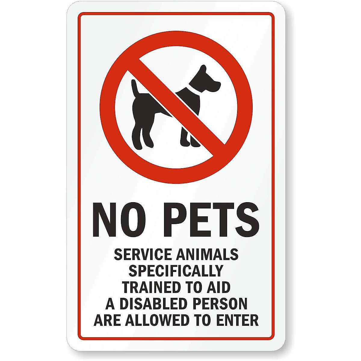 SmartSign “No Pets, Service Animals Specifically Trained To Aid A Disabled Person Are Allowed To Enter” Glass Door Decal | 8"x5" Polyester