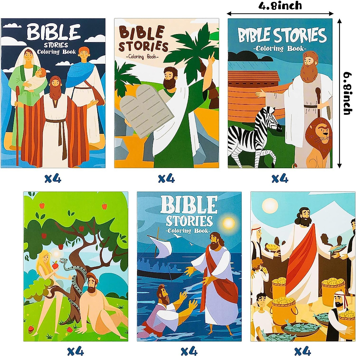 Haooryx Christian Bible Stories Coloring Books 24PCS Mini Booklets Crafts for Kids DIY Art Drawing Book with Jesus Angels Church Fun Holiday Presents Classroom Games Prizes Party Bag Fillers