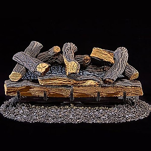 Duluth Forge DLS-24R-1 Dual Fuel Ventless Fireplace Logs Set with Remote Control, Use with Natural Gas or Liquid Propane, 33000 BTU, Berkshire Split Oak, 24 Inches