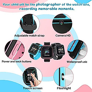 AWEHIRU Kids Smart Watch - Smart Watch for Boys Girls with 16 Games Camera MP3 Music SOS Alarm Clock Flashlight Kids Phone Watch 3-12 Years Old Students Gifts