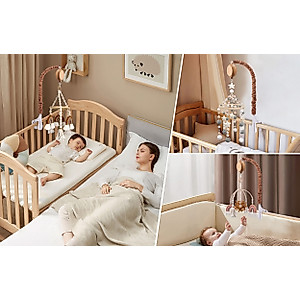 Crib Mobile Arm with Music Box - Imitation Wood - 23 Inch Mobile Arm for Crib - Crib Mobile Motor Battery Operated - Volume Control - 35 Lullabies - Crib Toys Attachments - Holder for DIY Clamp Mobile