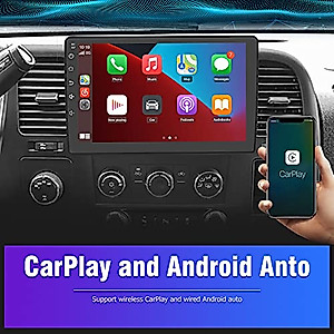 Android 10.0 [2GB+32GB] Car Radio Compatible for GMC Acadia Savana Chevrolet Silverado Avalanche, 10 Inch Touch Screen with GPS/FM/WiFi/USB, Support SWC, Wireless Carplay/Wired Android Auto