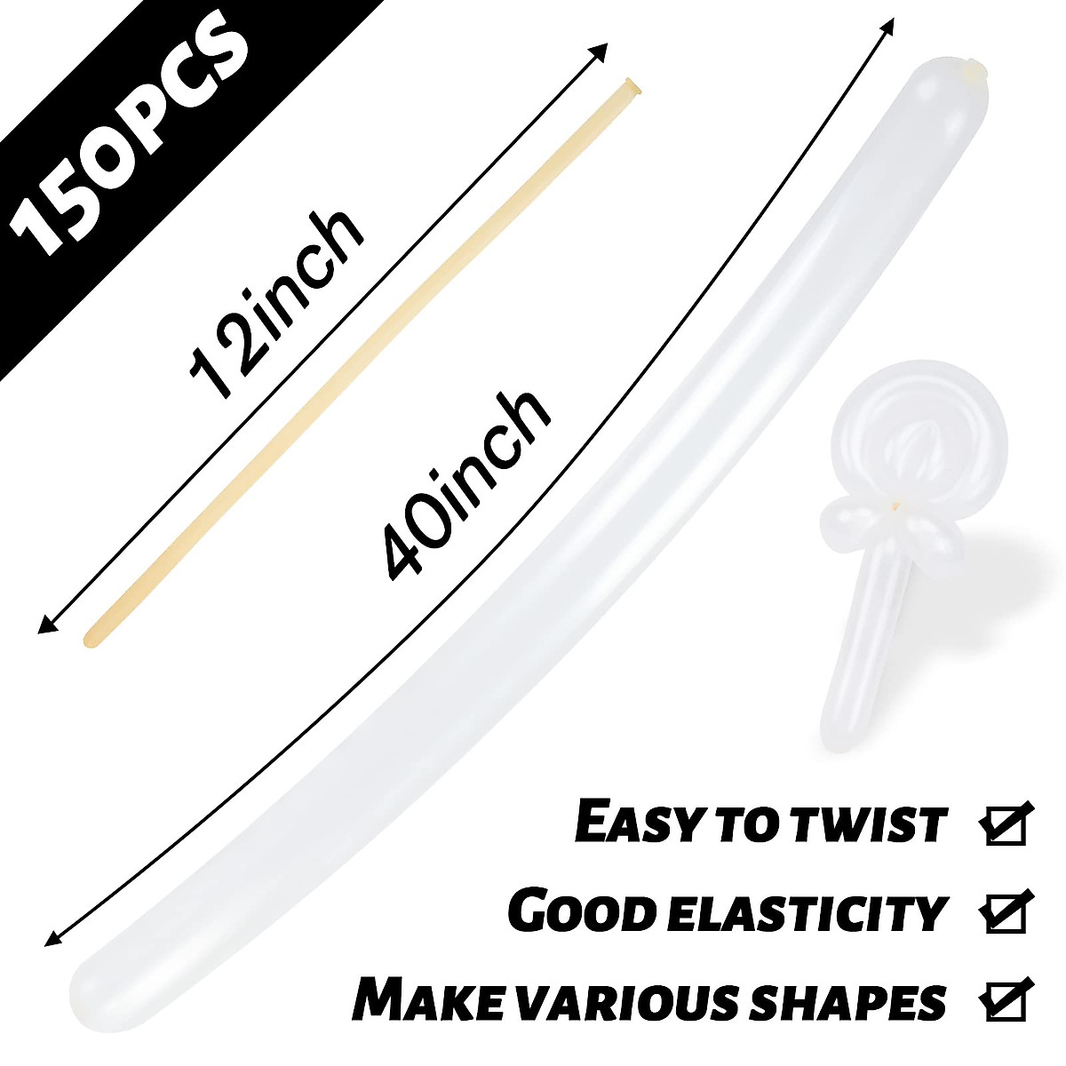 LovesTown Clear 260 Balloons, 150PCS Long Skinny Balloons Twisting Animal Balloons for Birthday Party Wedding Festival Decoration Magic Show