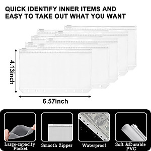 A6 Budget Binder with Cash Envelopes, PU Leather Refillable Notebook Binder, Loose Leaf Organizer Binder Cover, Money Organizer for Cash with Elastic Belt Closure (Black)