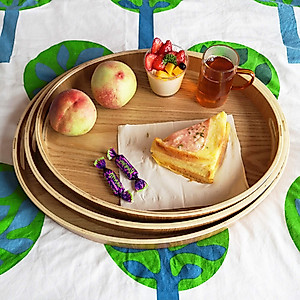 I-lan Oval Serving Tray, Wood Decorative Ottoman Tray, Valet Tray with Handles, Coffee Table Tray Decor for Cocktail, Snack, Bread, Brown (XL: 18")