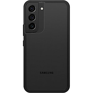 OtterBox Galaxy S22 Prefix Series Case - BLACK CRYSTAL (BLACK/CLEAR), ultra-thin, pocket-friendly, raised edges protect camera & screen, wireless charging compatible